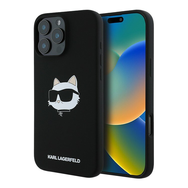 Karl Lagerfeld силиконовый чехол для iPhone 16 Pro Max, NFT Choupette черный (MagSafe)