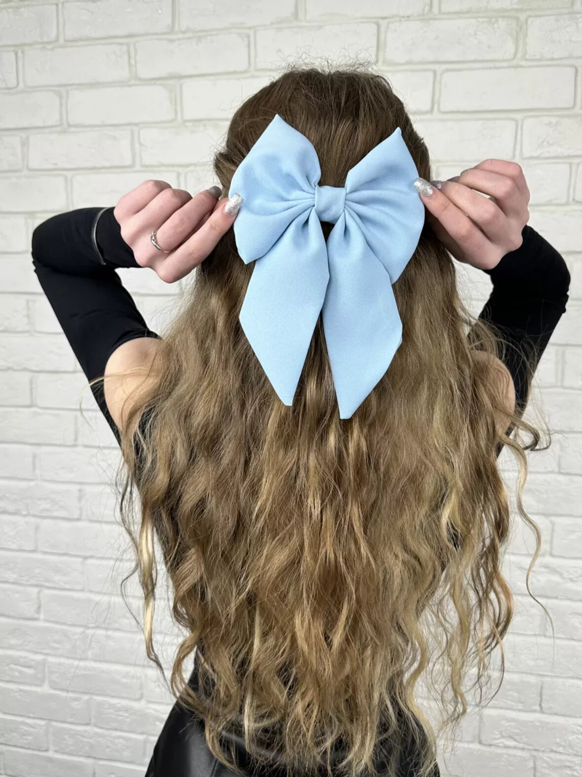 Бант BLOOMIE для волос, на заколке-автомат 10см, цвет голубой, для девочки