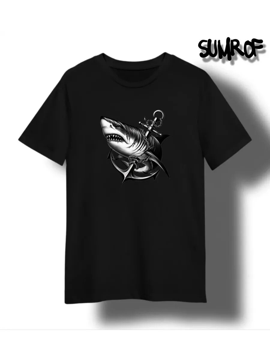 Футболка акула якорь
