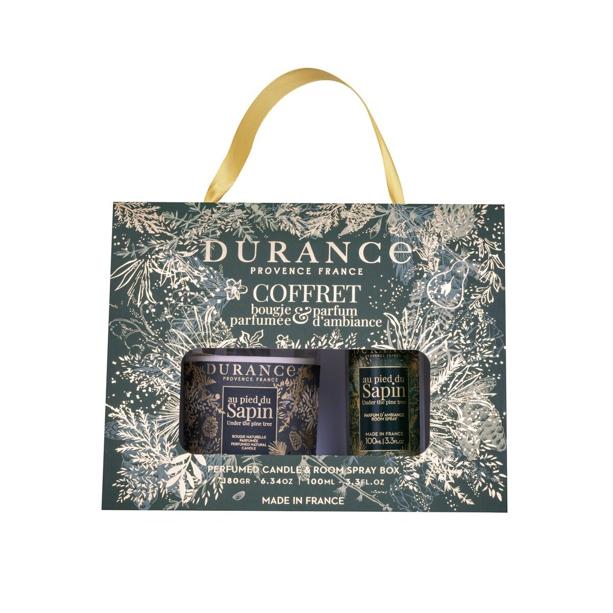 Durance / Набор ароматическая свеча и духи спрей для дома, аромат Под елью / Under the Pine Tree