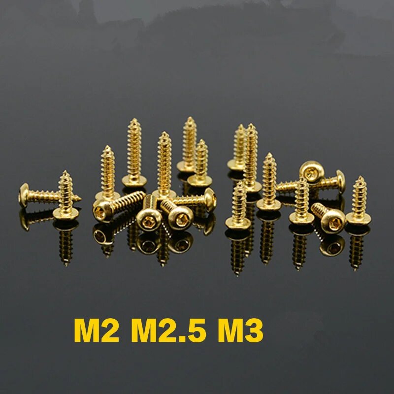 1-20 шт. класс 8,8 M2 M2.5 M3 титановое позолота саморез полукруглая головка шестигранный винт саморезы M2X12mm