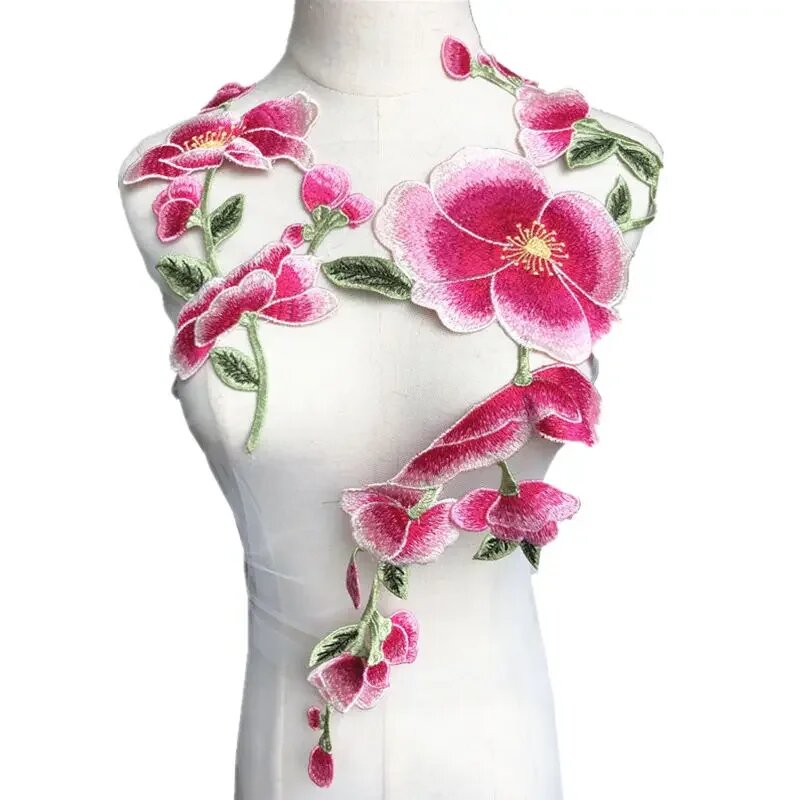 2 шт, ткань с вышитыми цветами, красный, синий пион, свадебные аппликации, лента с краем, сделай сам, отделочная нашивка для свадебного платья, джинсов