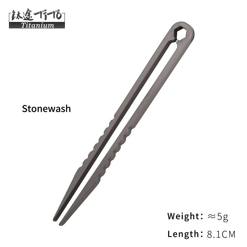 Титановый пинцет TITO Stonewash, 8.1см, 5г, shixi