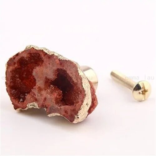 Латунные ручки для шкафов из натурального камня rough crystal orange