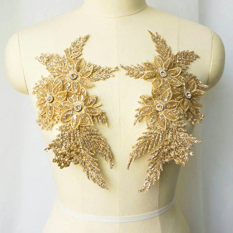 Тканевые нашивки 3D цветы полиэстер