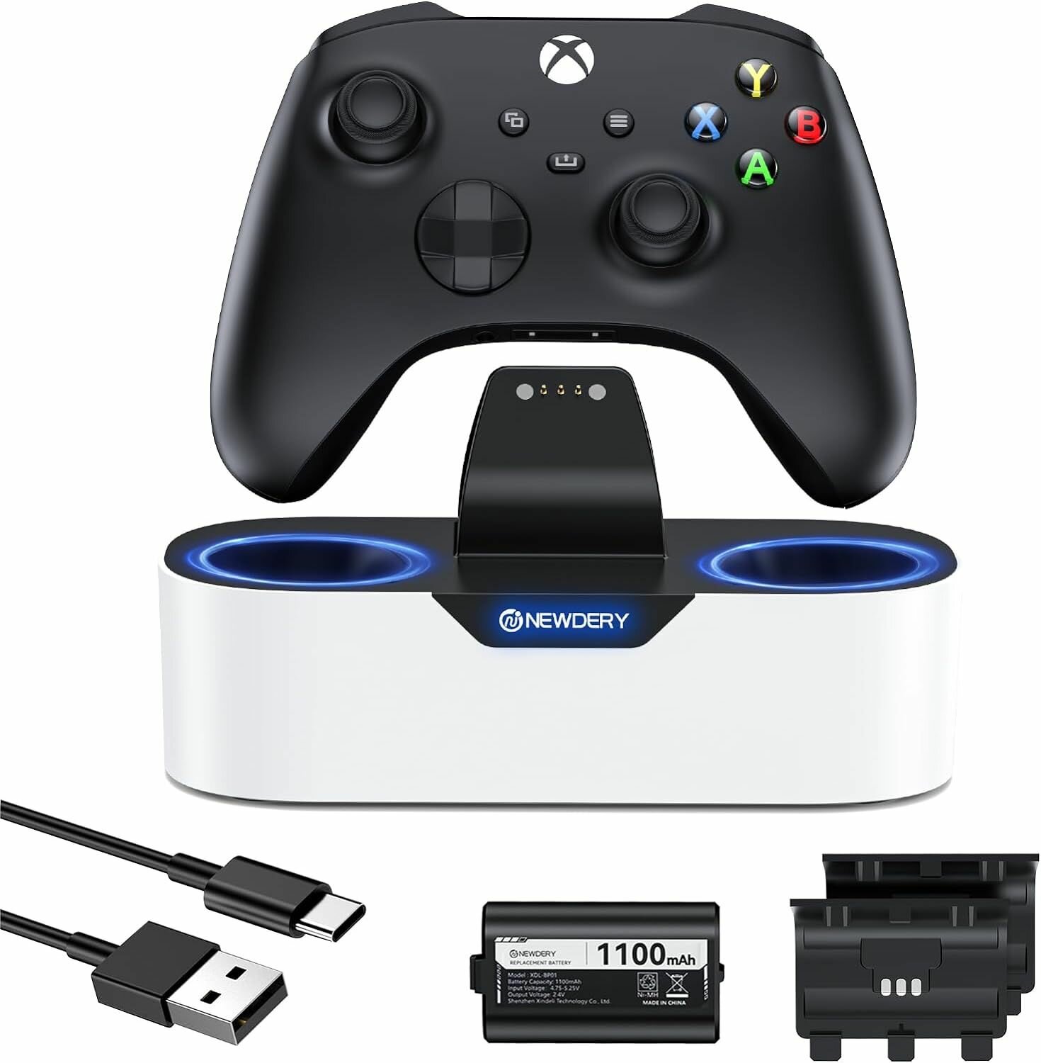 NEWDERY Solo Charger Station для беспроводных контроллеров Xbox, док-станция для быстрой зарядки Single Charger Stand для контроллера Xbox One/Series XS