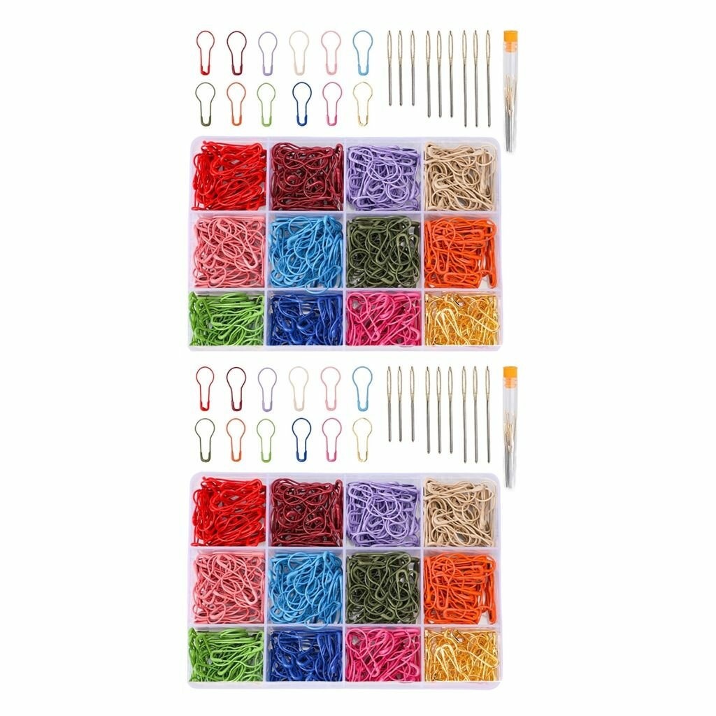 1200 шт. цветной металлический маркер для вышивания, 18 вязальные иглы с большим ушком и футляром любителей вязания крючком