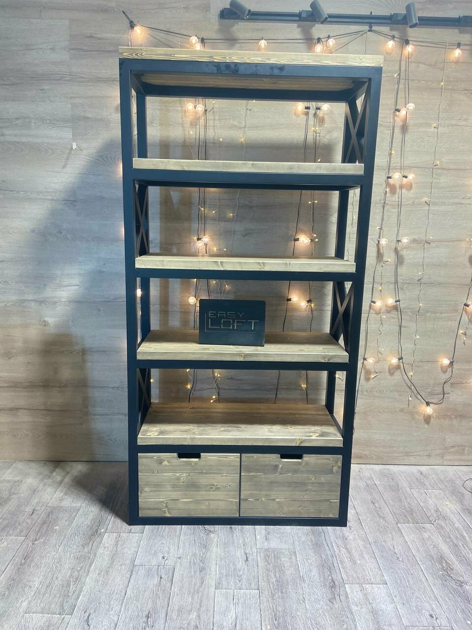 Стеллаж "EasyLOFT" в стиле лофт для дома и интерьера, 120х40х200 см.