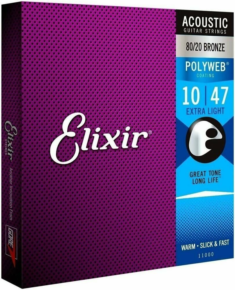 Струны 11000 для акустической гитары Elixir 10-47 Polyweb