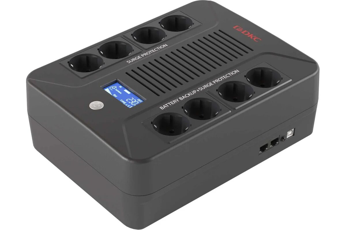 DKC Линейно-интерактивный ИБП ДКС серии Info PDU, 1000 ВА/600 Вт,1/1,8xSchuko, LCD, 1x9Aч INFOPDU1000LCD