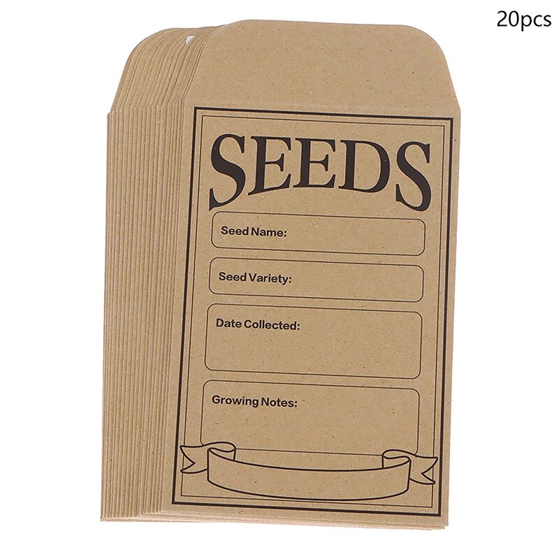 20 Упаковок Крафт-бумажных Пакетов Для Рассады, Самоклеящиеся Пакеты Для Хранения Семян Овощей