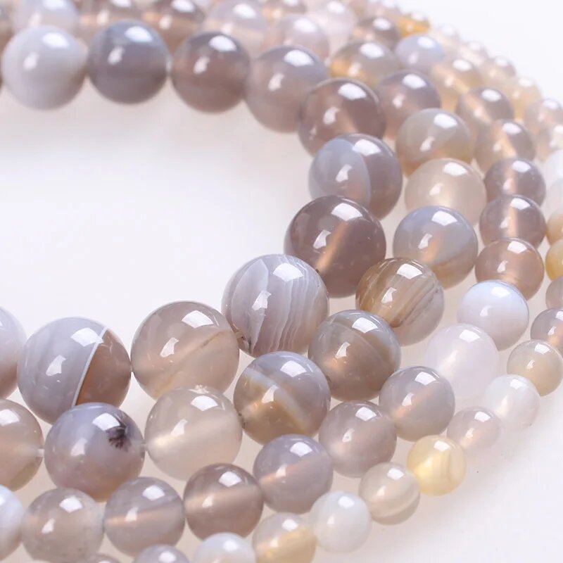 Бусины из агата серого цвета 4-12 мм 4mm around 91beads