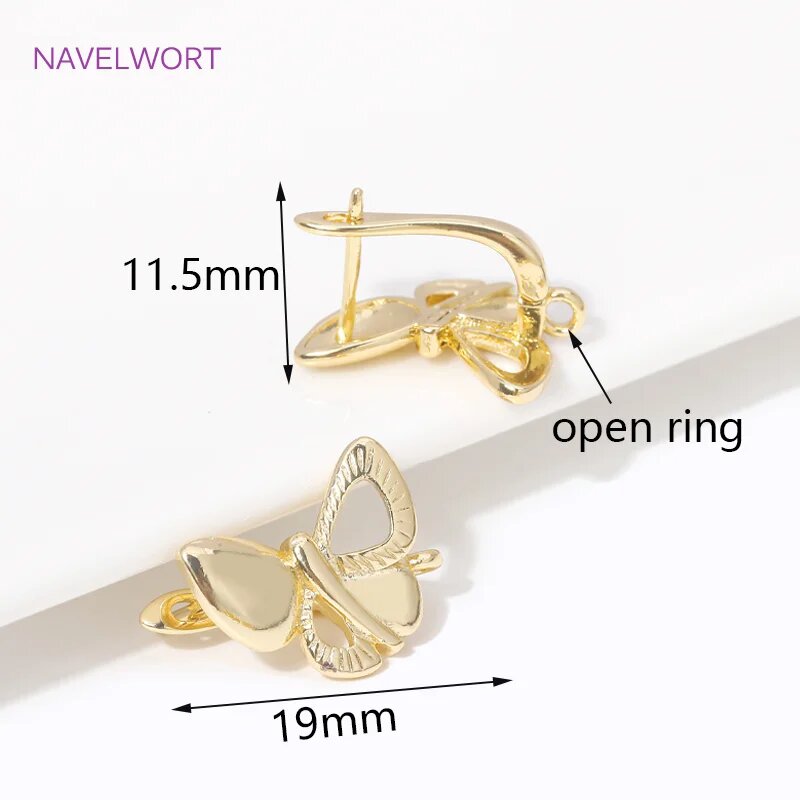 Латунные застежки-бабочки с позолотой 18 карат NAVELWORT для сережек 4 Pieces