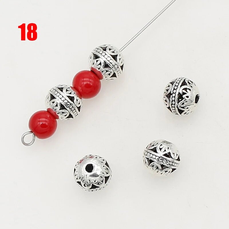 10 шт. винтажные серебряные бусины TOM YANG 8 мм 18