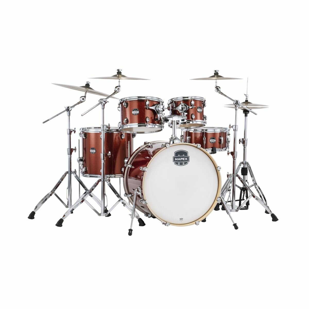 Mapex MA529SFOR Набор из 5-ти барабанов, MARS BIRCH series, BD2218, TT1007, TT1208, FT1614, SD1465, TH676, цвет Blood Orange Sparkle