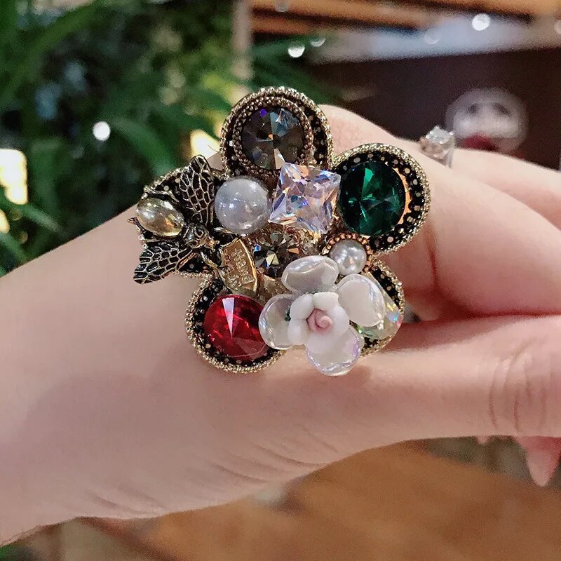 Кольцо с камнями Vintage bee gem 3