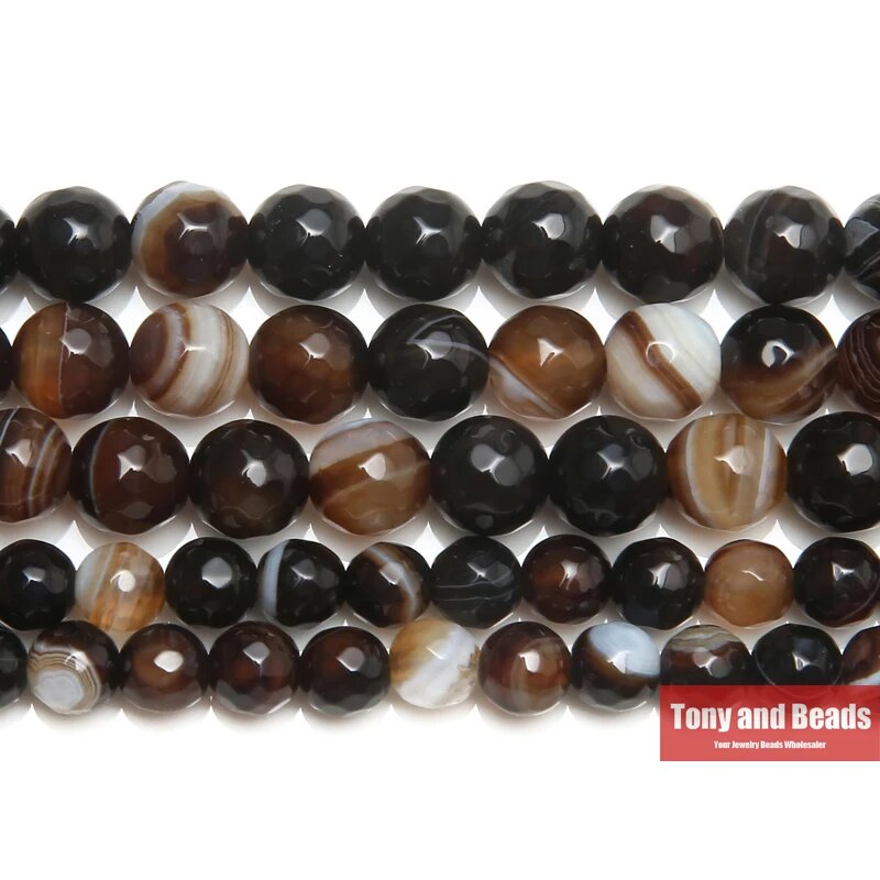 Коричневые агатовые бусины Tony and Beads 4-12 мм 10mm 36 to 38pcs
