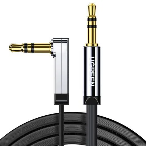 Кабель AUX UGREEN AV119 (10729) 3.5mm Угловой 5м Черный Mini jack 3.5 mm RU