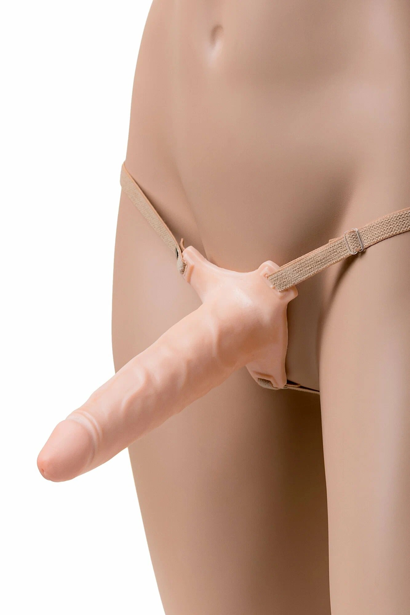 Фаллопротез пустотелый с регулируемыми ремешками (Цвет: телесный)