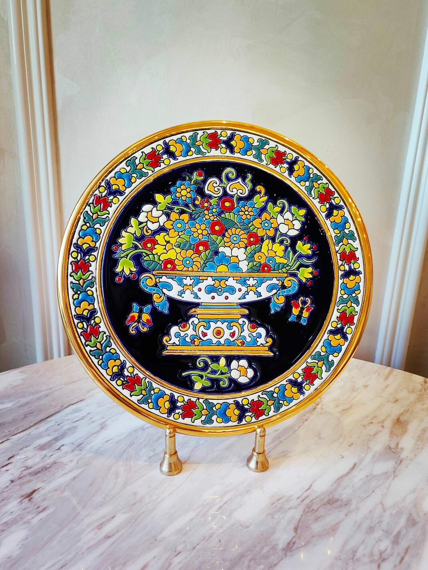 Тарелка декоративная настенная Arecer диаметр 28 см, ручная работа испанских мастеров