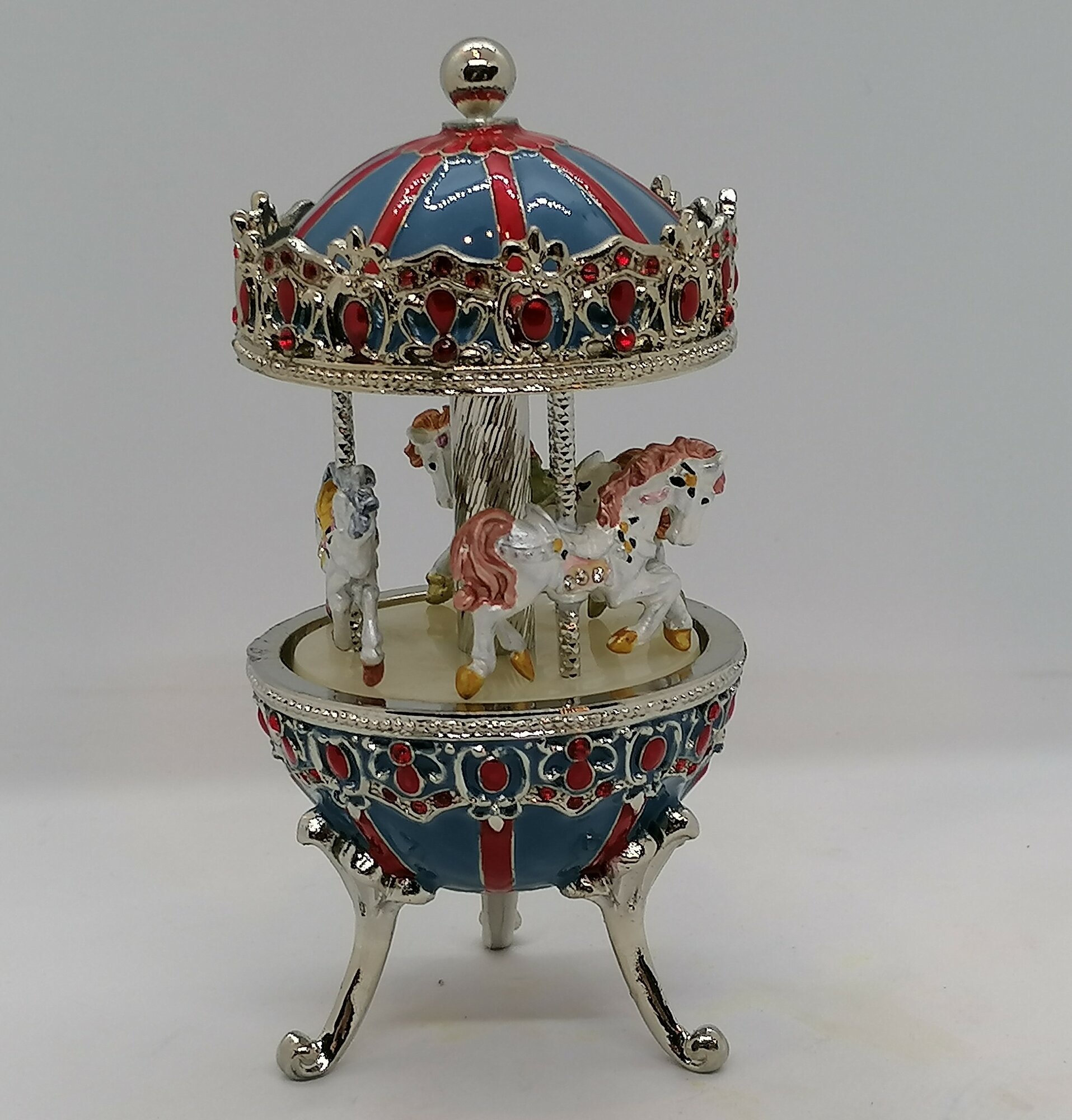 Яйцо фаберже " карусель музыкальная ", голубая, артикул 2218