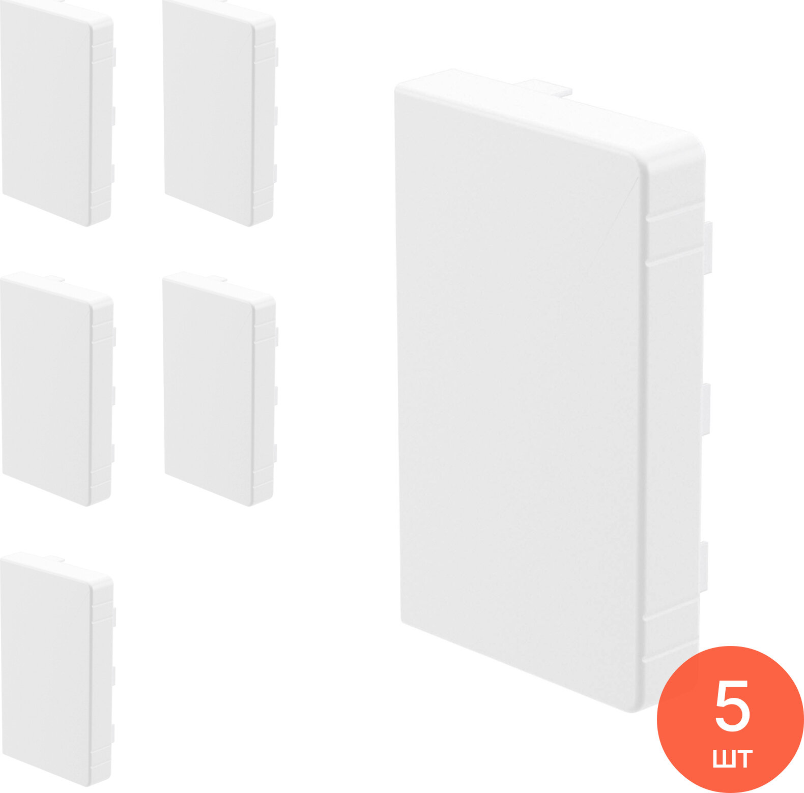 Заглушка DKC / ДКС LAN симметричная, прямоугольная, пластиковая, белая, размером 100x60мм / аксессуары для кабель каналов (комплект из 5 шт)