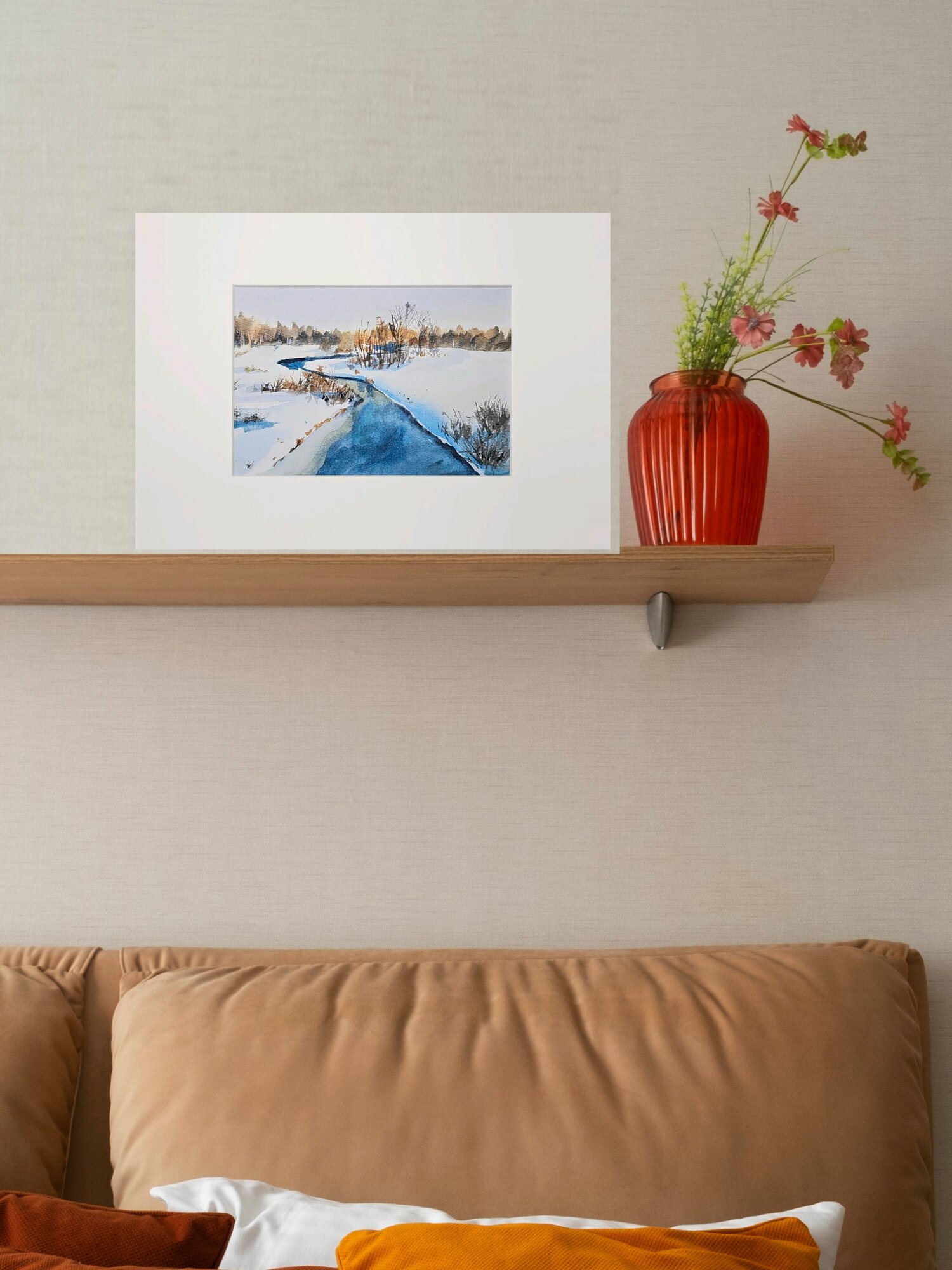 Картина авторская акварельная в паспарту 21х30 см на стену для интерьера "Орша в апреле"