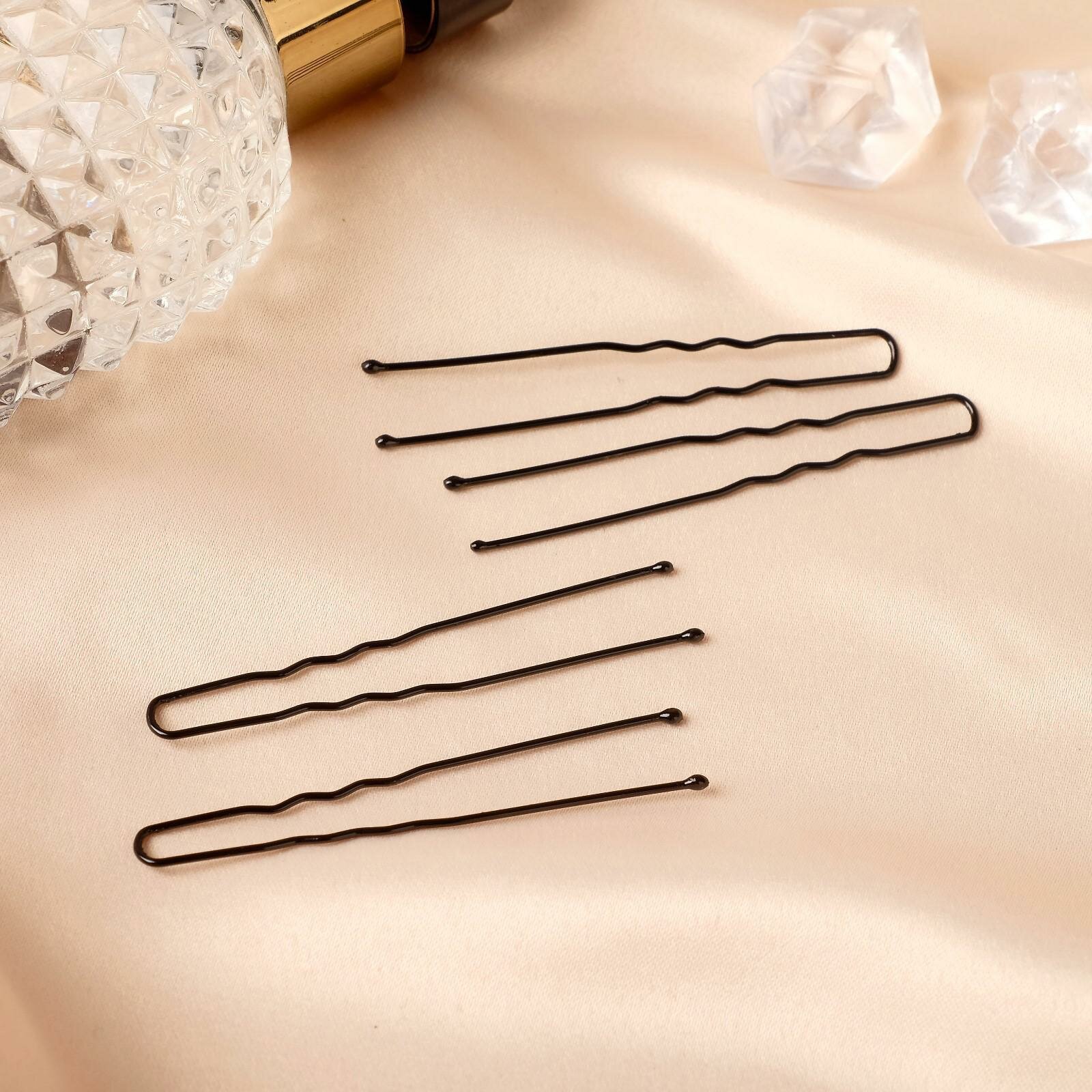 Шпилька для волос Классик , набор 40 шт, мини, 6 см, чёрная, 15 уп