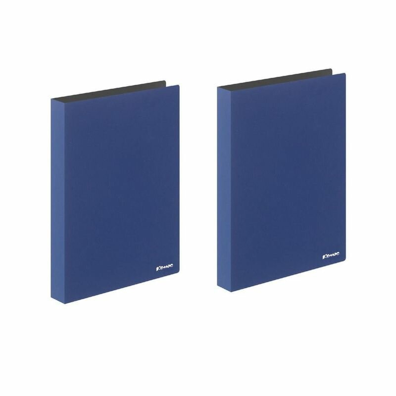 Комус Папка на 2-х кольцах, с карманом для CD или визитки, темно-синяя, 25 мм, 2 уп.