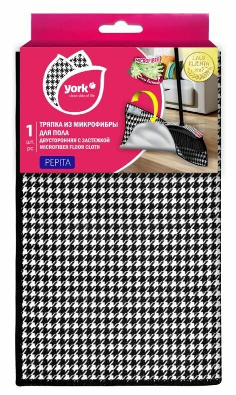 Салфетка для пола York "Пепита", из микрофибры, двухсторонняя, с застежкой, 50х60 см (26370)