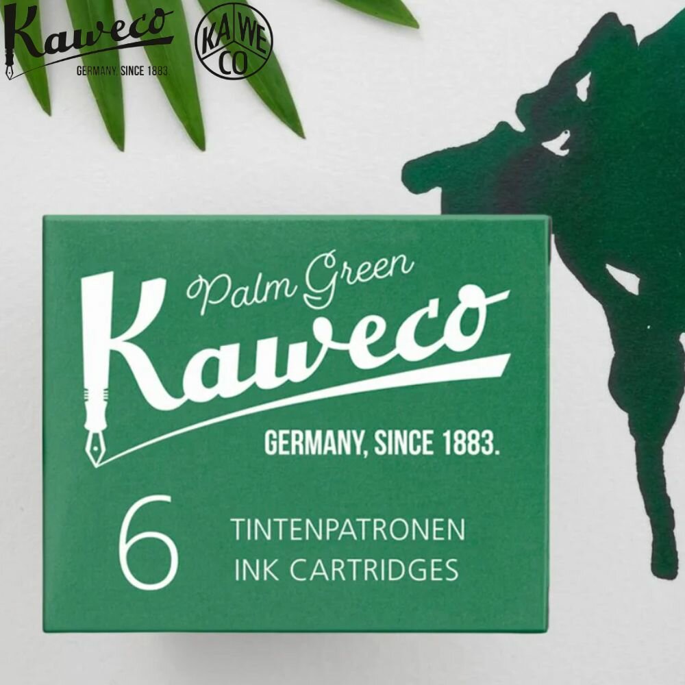 Набор картриджей для перьевой ручки KAWECO Palm Green 6 шт. в картонной упаковке