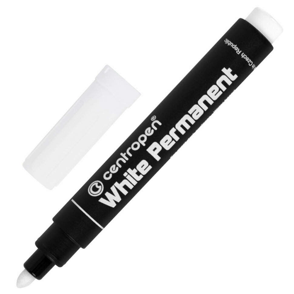 Маркер перманентный белый CENTROPEN, круглый наконечник, 2,5 мм, 8586, 5 8586 0100, 151141