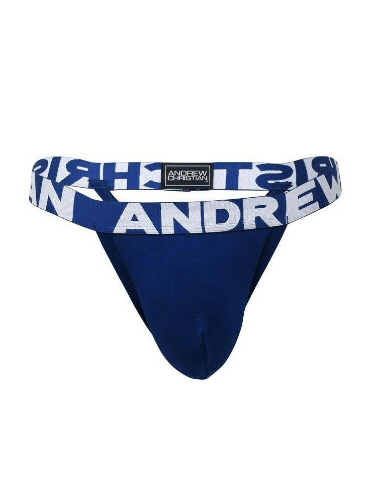 Трусы-стринги "Almost Naked Bamboo Y-Back Thong - Navy" / Andrew Christian / Синий / Размер M