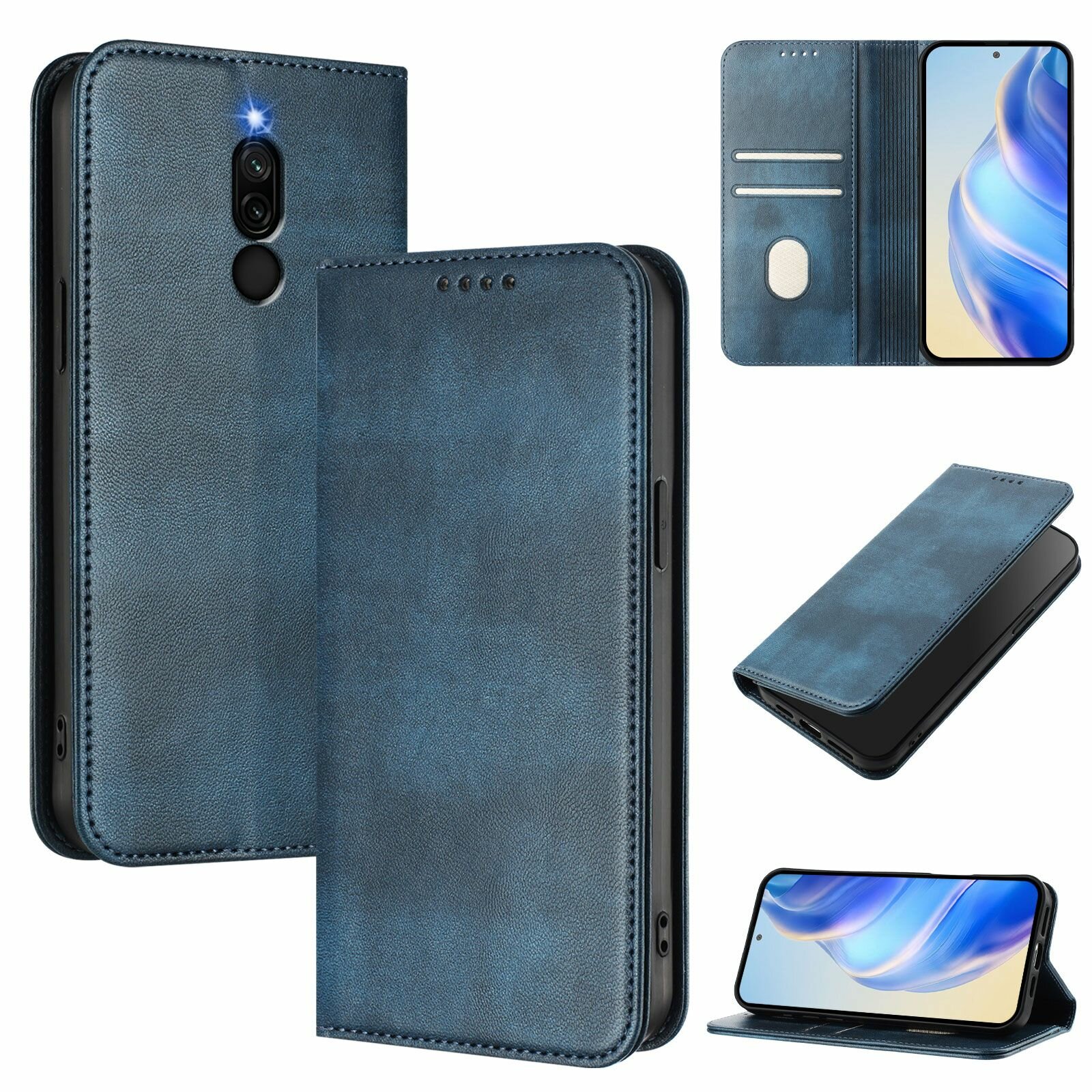 Кожаный чехол-книжка для Xiaomi Redmi 8/Redmi 8A( Редми 8, Редми 8A)с отделениями для карт и кошельком, Функция блокировки RFID