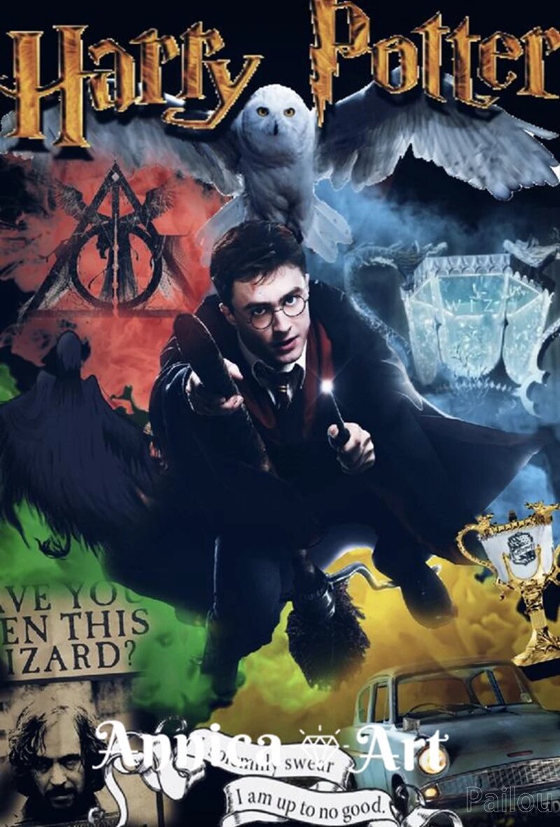 Алмазная мозаика на подрамнике "Гарри Поттер" круглые бриллианты 40х50см