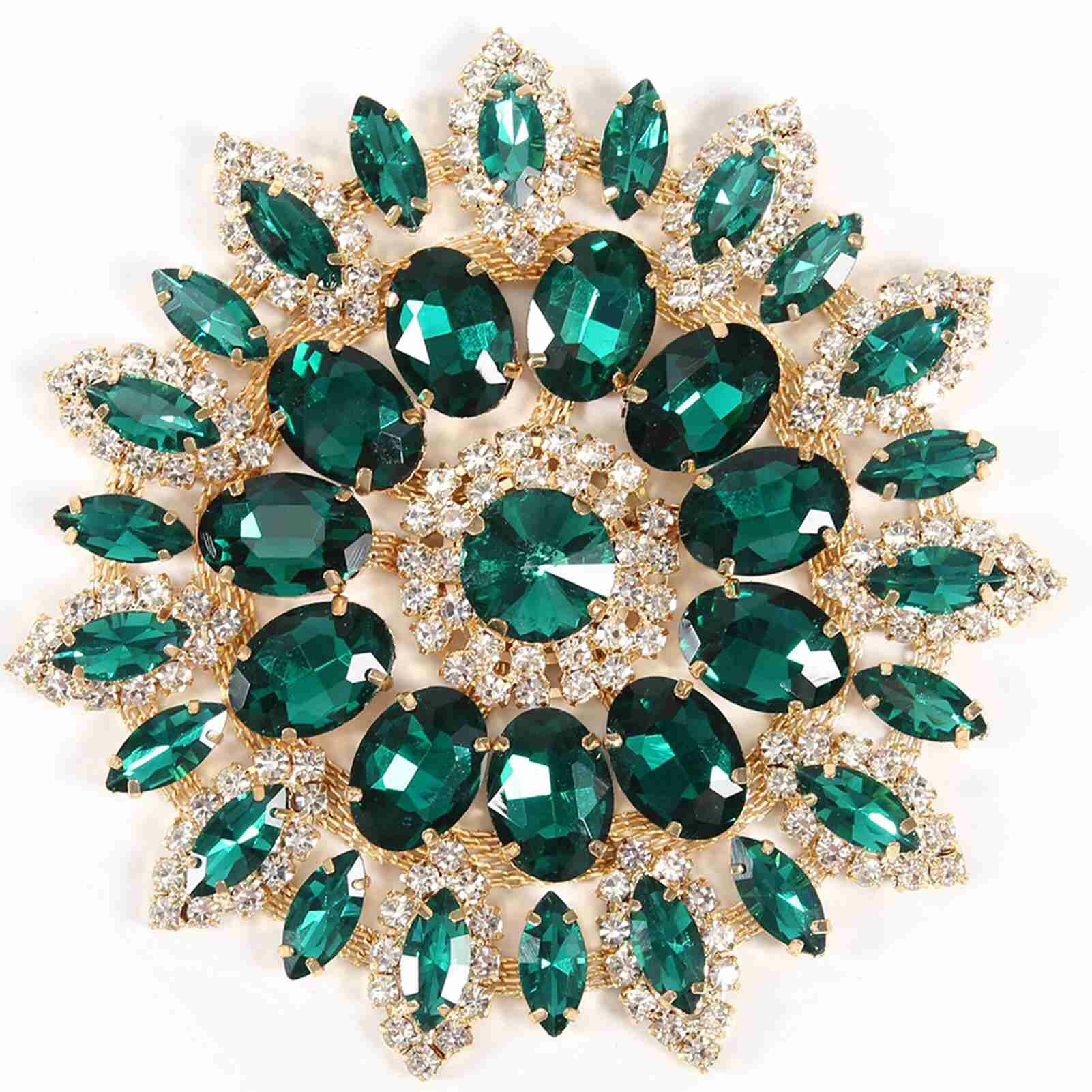 Украшения из хрустальных стеклянных стразов своими руками для одежды, женские аксессуары, 11 см (зеленая, золотистая основа)