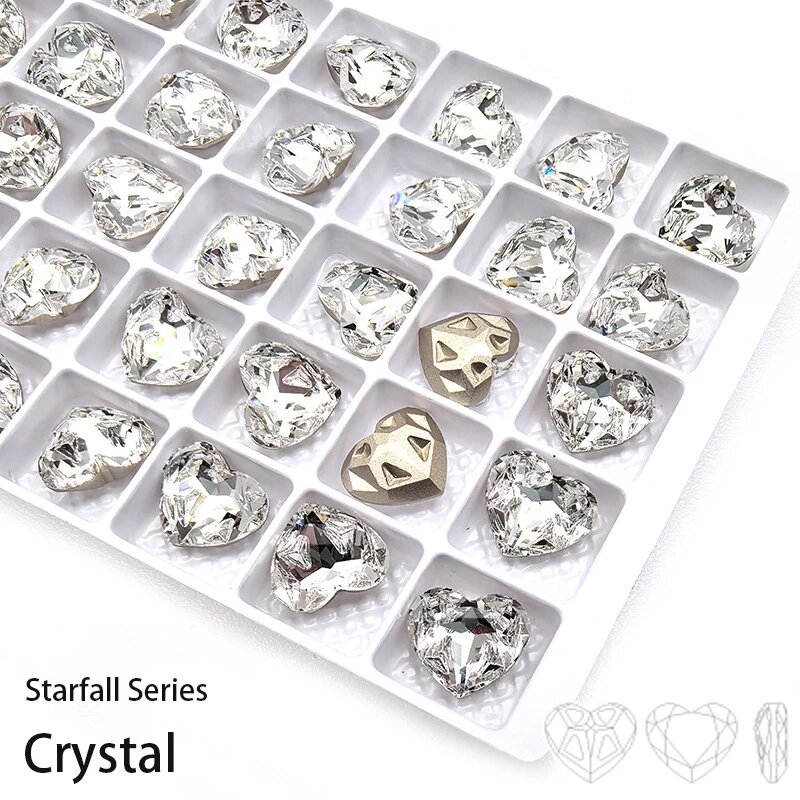 Стразы сердце Starfall K9 стеклянные Серый, 18mm, Crystal
