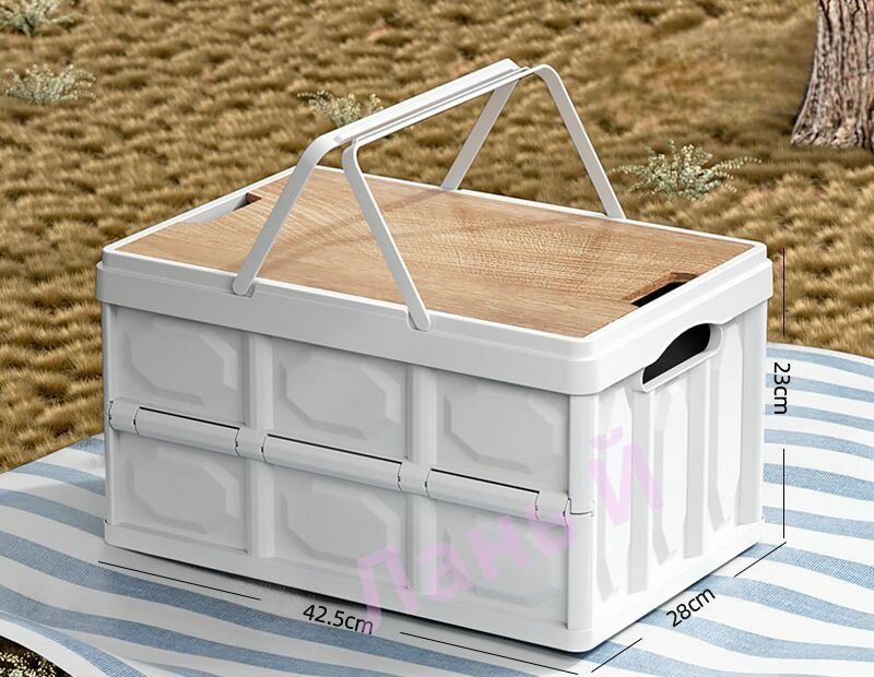 Шкаф складной туристический, белый, 56 л, с деревянной доской, современный минимализм