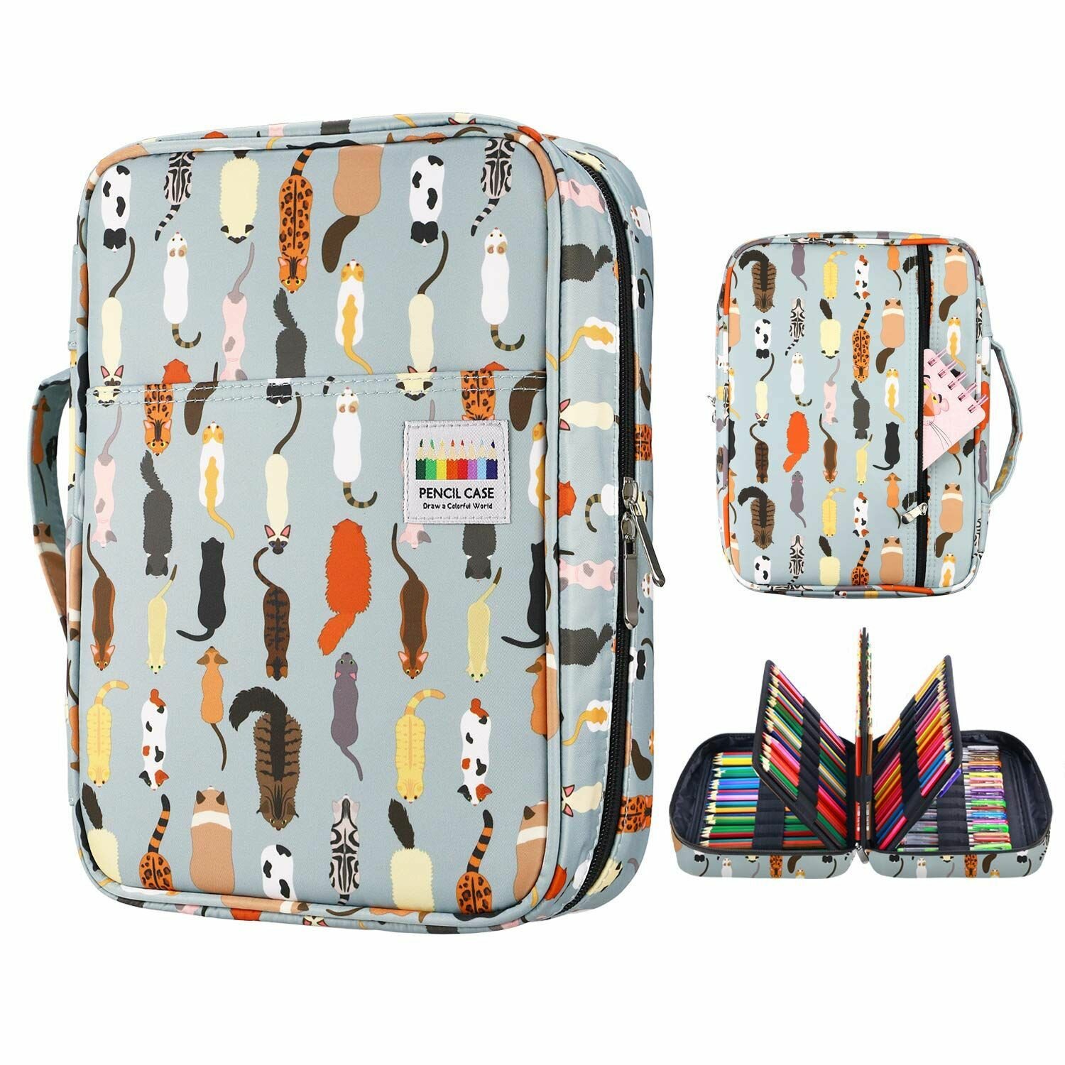 Цветной пенал на 220 слотов, сумка для ручек с застежкой-молнией для художника, органайзер для хранения акварельных карандашей, гелевых ручек, маркеров, большой емкости, удобный держатель