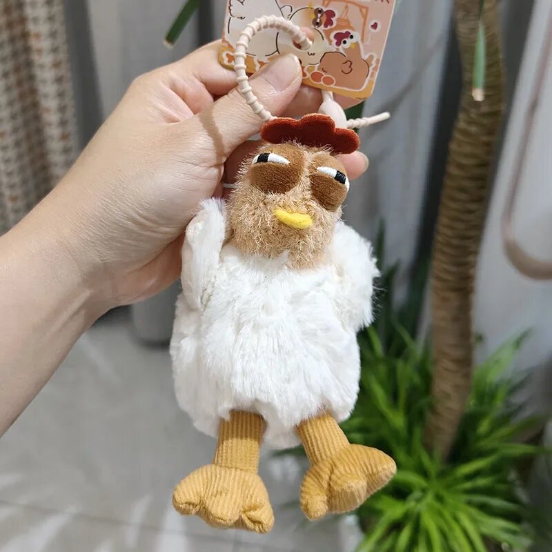 Плюшевая курица брелок детский 3