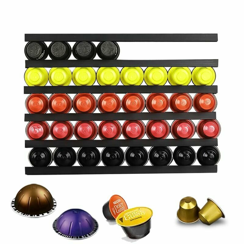 Органайзер для кофейных капсул на стену без сверления: удобное хранение с двухсторонним скотчем, компактный дизайн для кухни