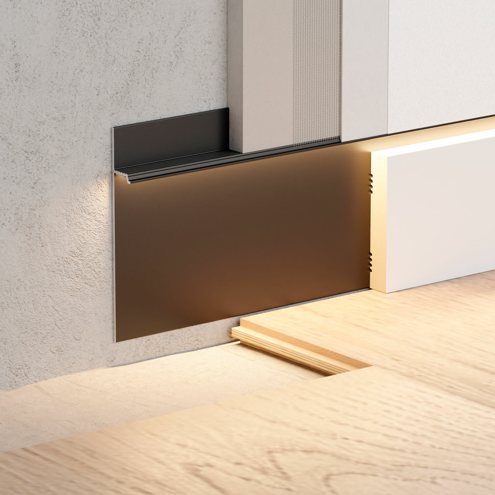 Скрытый плинтус ПО 192 теневой профиль, длина - 2700 мм - Черный матовый