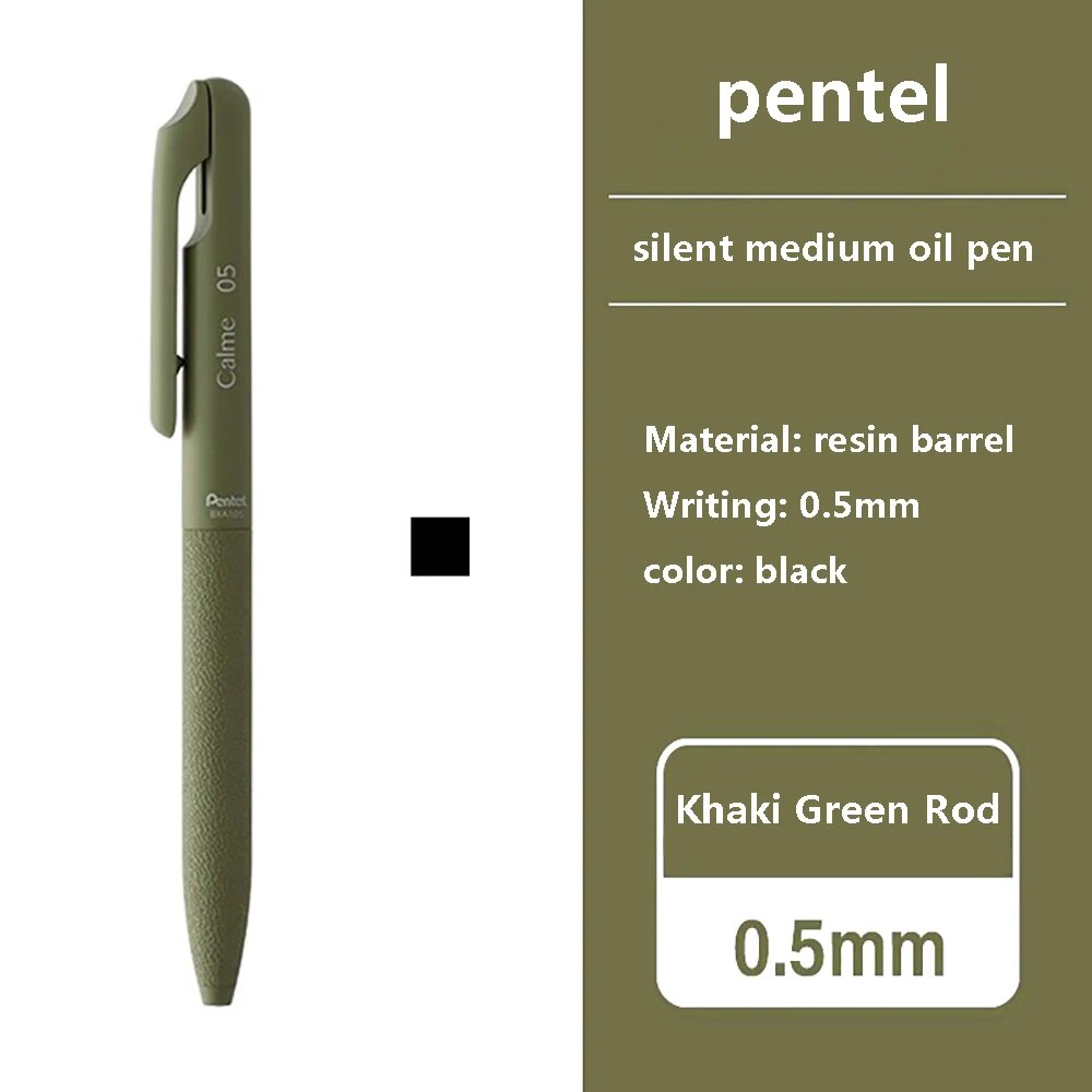 Пентель бесшумная шариковая ручка 0,5 мм khaki green rod