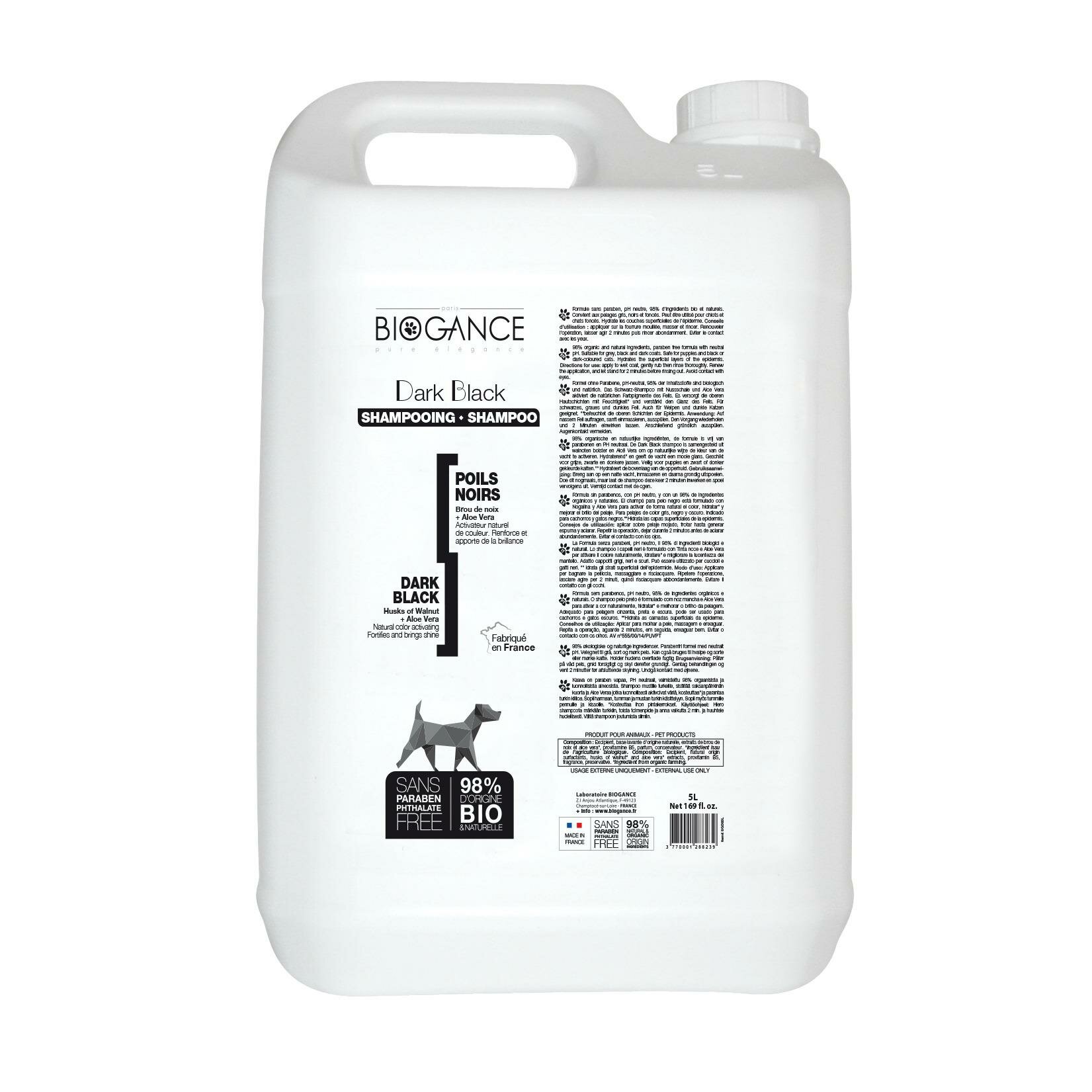Натуральный био-шампунь для собак Biogance Dark Black черных окрасов - 5 л