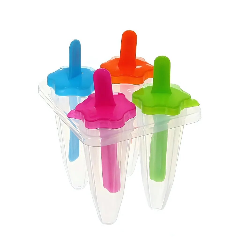 Форма для приготовления мороженого «Цветы», 4 шт, яркие цвета, удобные ручки