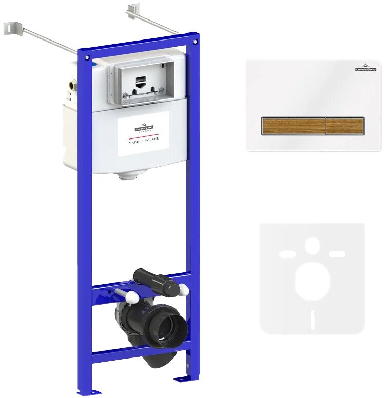 Инсталляция с кнопкой Lavinia Boho RelFix 77020030 42, 5 см, крепление к стене/к полу, кнопка для унитаза белая, глянцевая