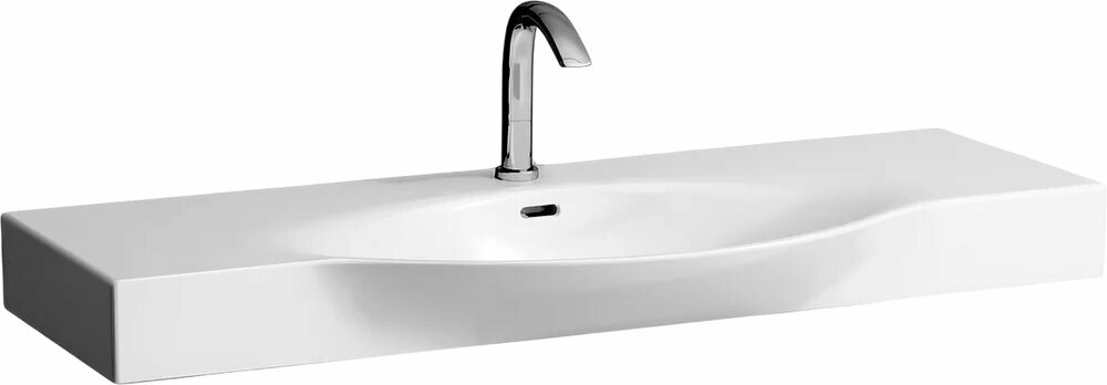 Мебельная раковина Laufen Palace 8.1170.4.000.104. R 120 подвесная, фарфоровая, раковина для ванной, со сливом-переливом, белая, прямоугольная