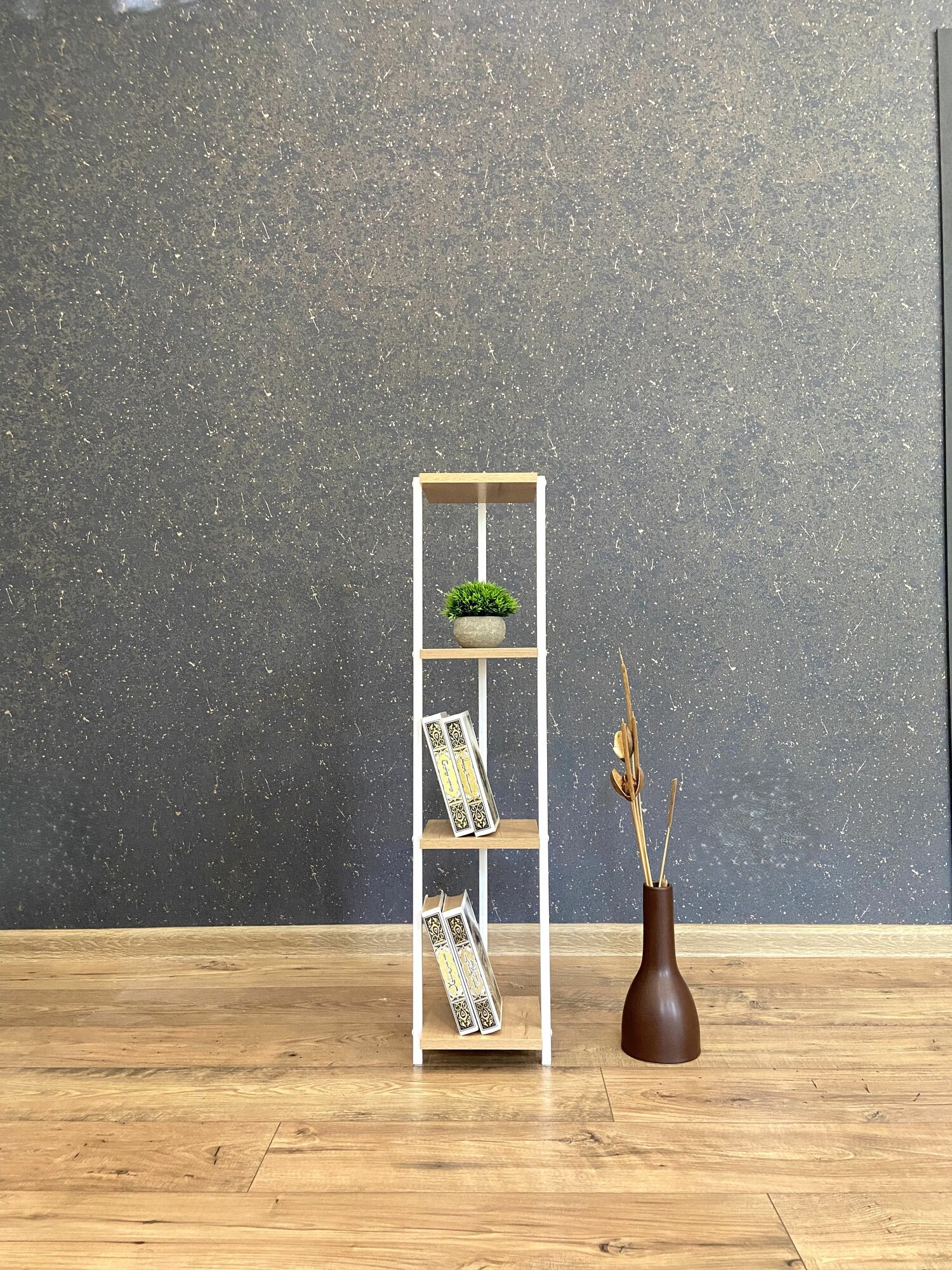 Стеллаж-этажерка 4 секции, полки 20 20 см из ЛДСП, металлический каркас, компактная, лёгкая, прочная