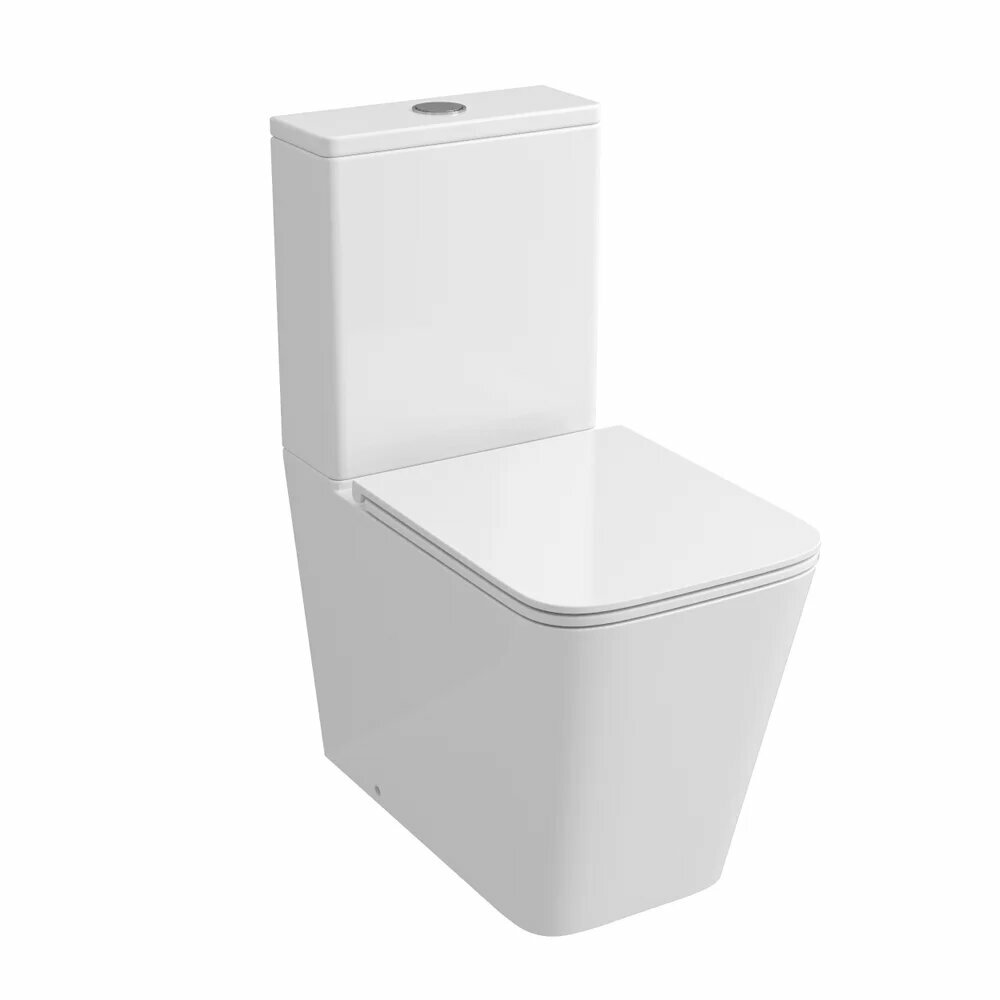 Унитаз-компакт напольный Grossman GR-4418SQ с микролифтом, безободковый, антивсплеск, фаянсовый, белый, глянцевый, прямоугольный, с нижним подводом, сиденье для унитаза в комплекте