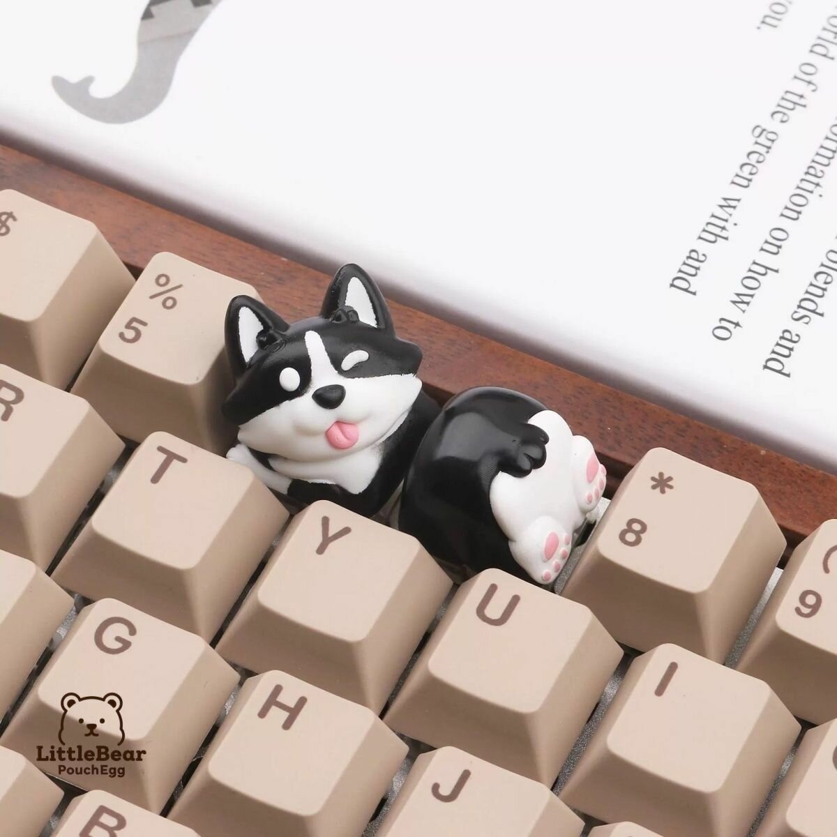Кейкапы для клавиатуры: Тема "Чёрный Корги" (2 шт. Голова+Попка), стильный дизайн
